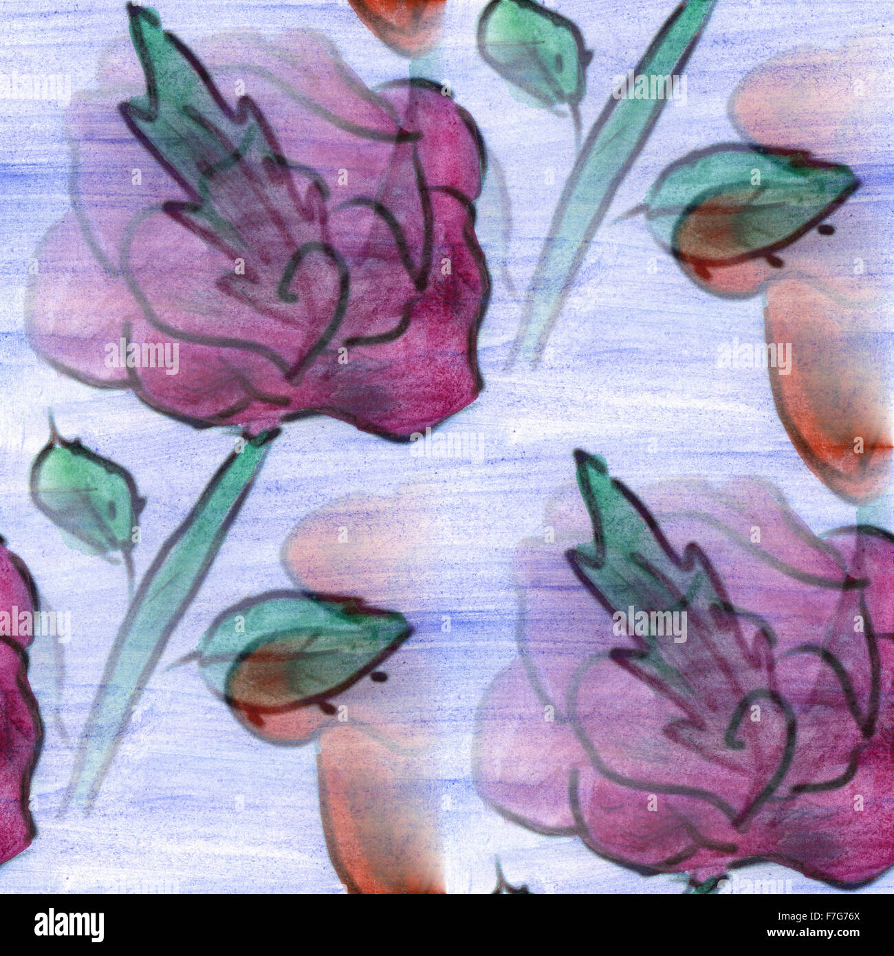 blue Rose flower pattern texture watercolor handmade seamless texture ...