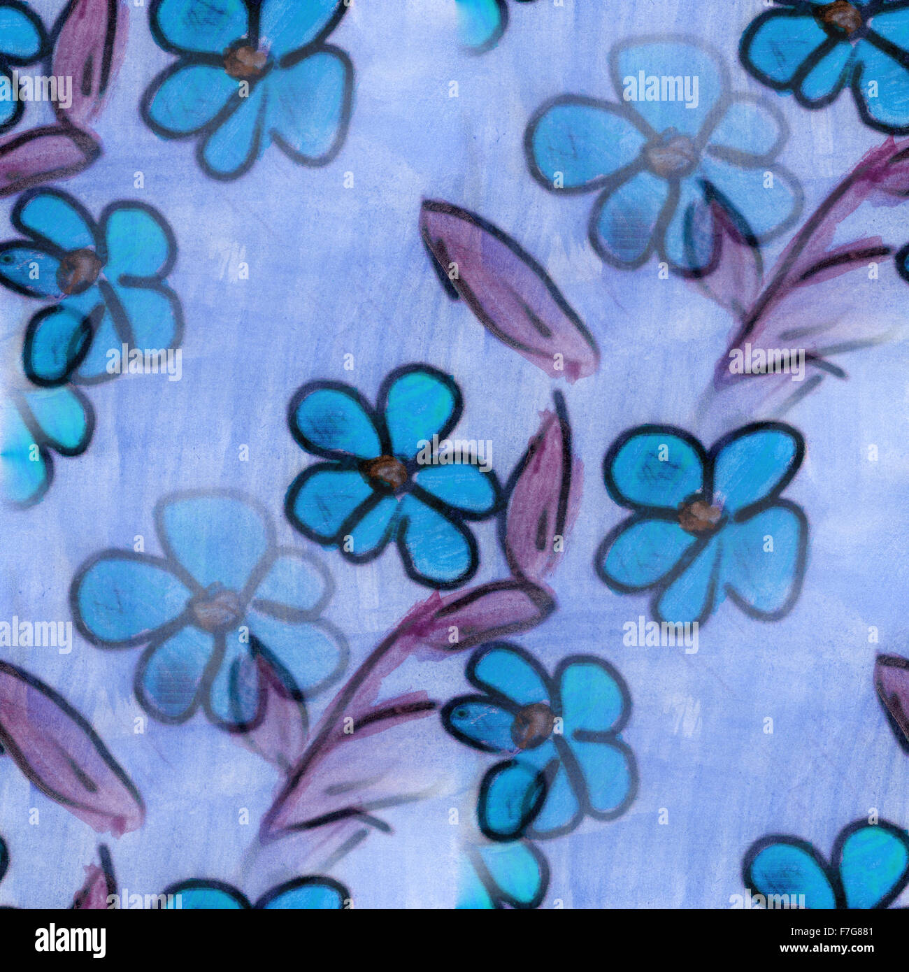 flower pattern texture blue watercolor handmade seamless texture for ...