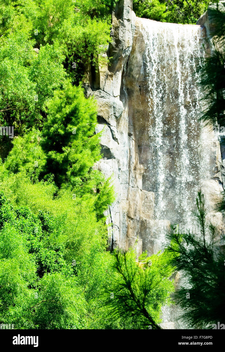 Tall waterfalls on the bright summer day Stock Photo - Alamy