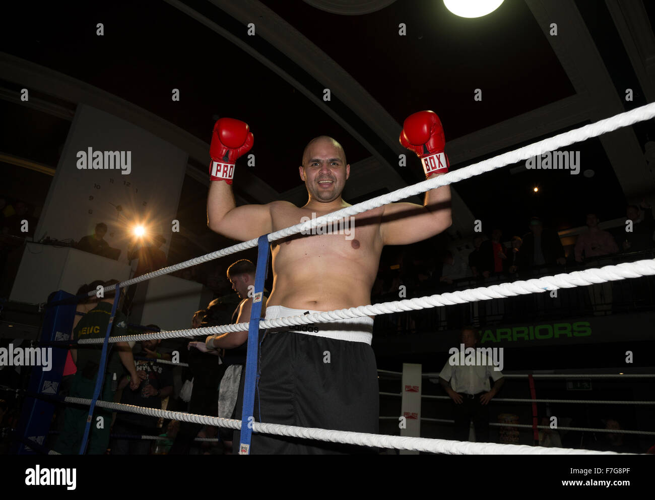 A victorious boxer celebrates Stock Photo - Alamy