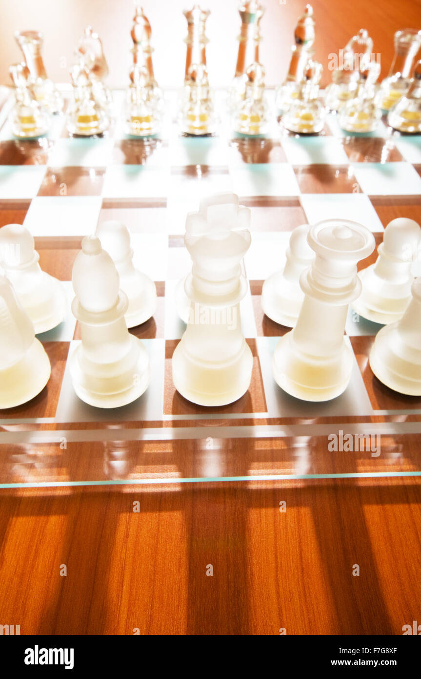 Set of chess figures on the playing board Stock Photo - Alamy