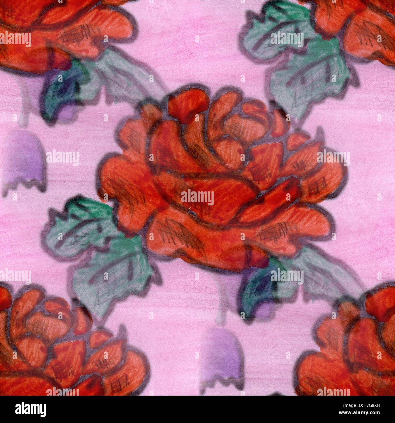 flower pattern texture watercolor handmade red rose seamless texture ...