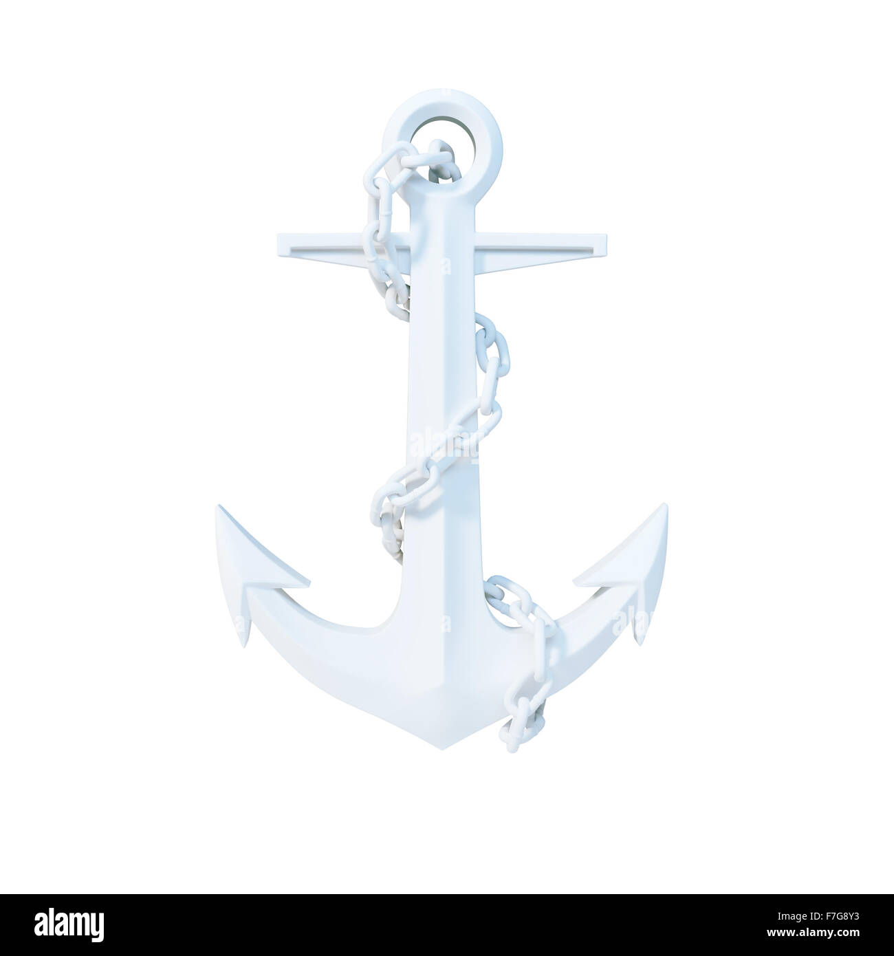 White anchor with chain isolated on white. 3d render Stock Photo - Alamy