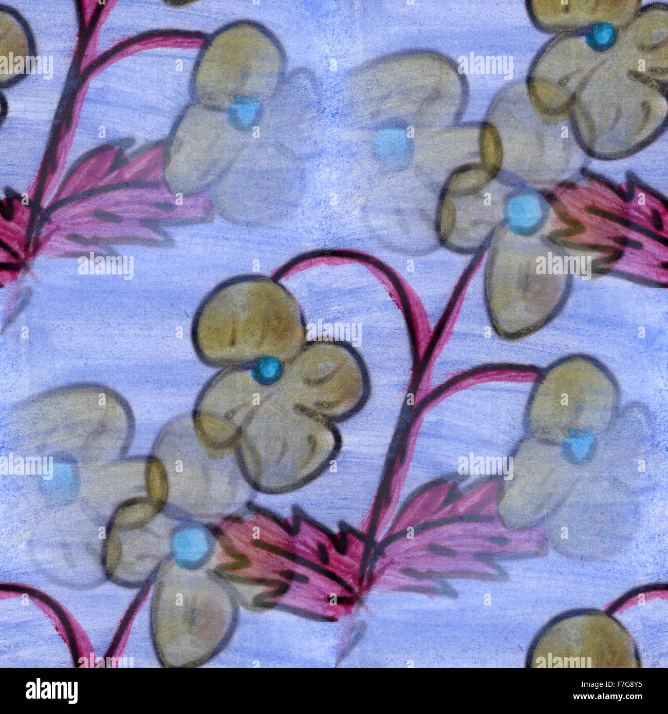 flower pattern texture watercolor handmade blue violet seamless texture ...