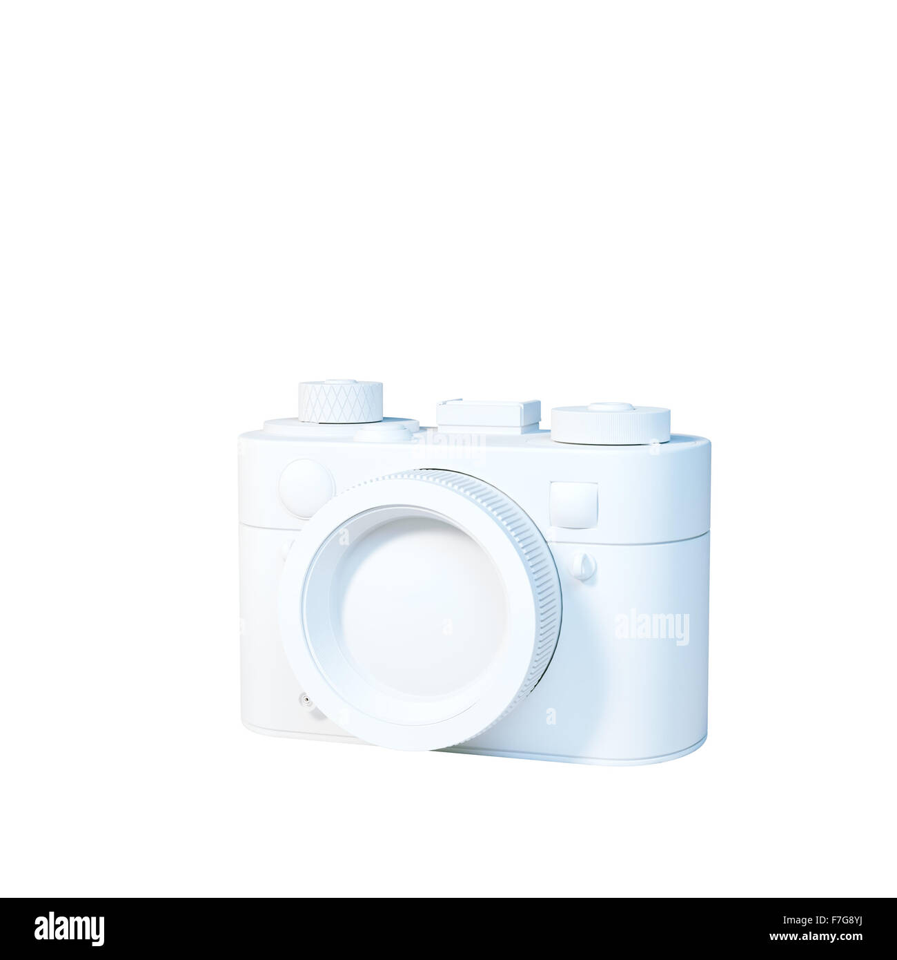 White vintage camera icon isolated on white background. 3d render Stock Photo - Alamy