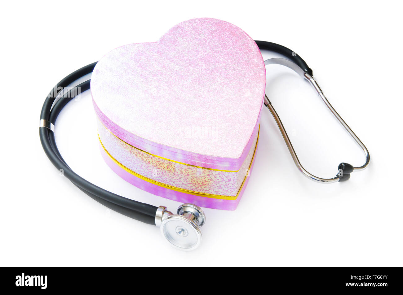 Stethoscope and gift box isolated on white Stock Photo - Alamy