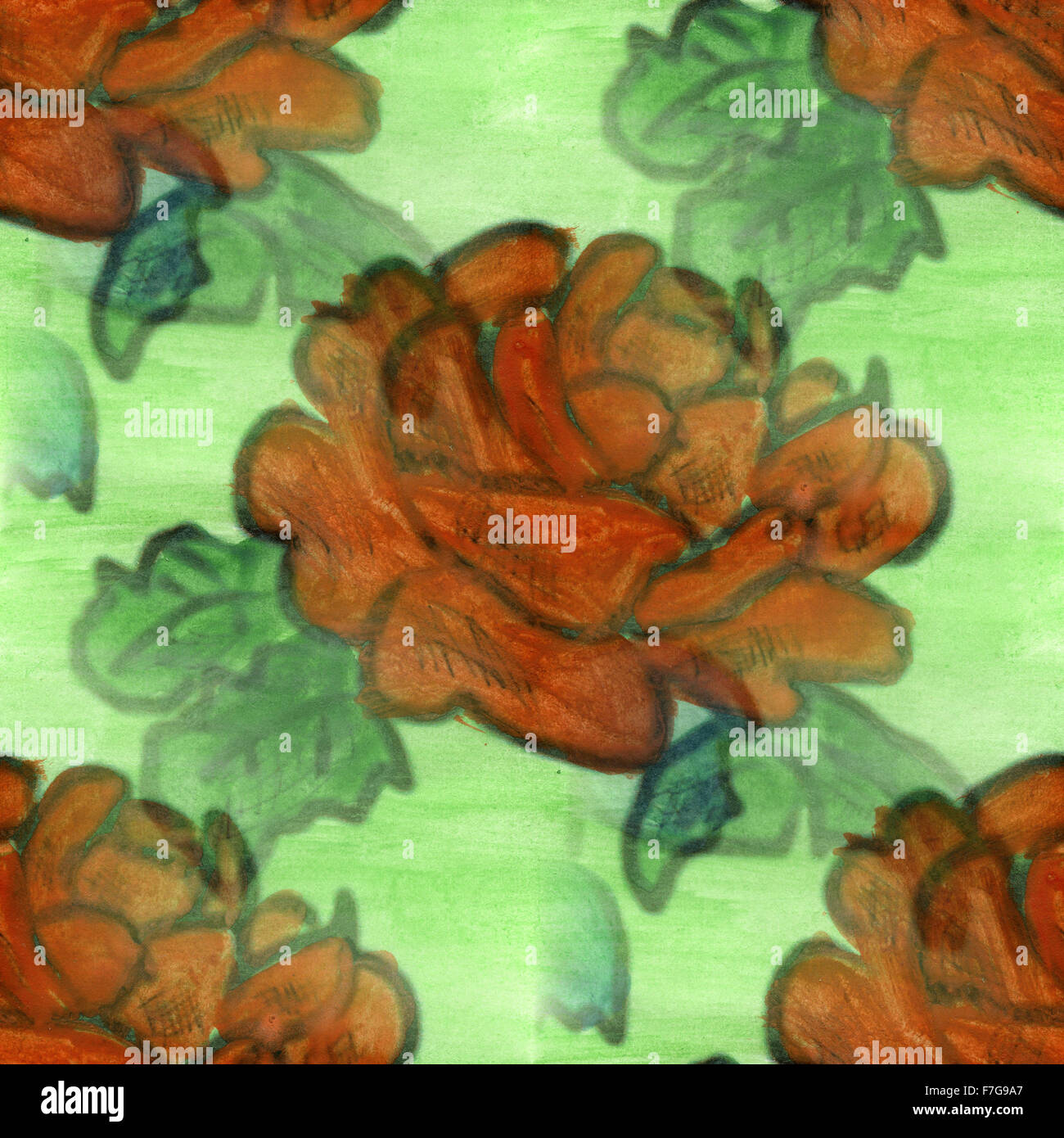 flower pattern texture watercolor handmade rose red green seamless for ...