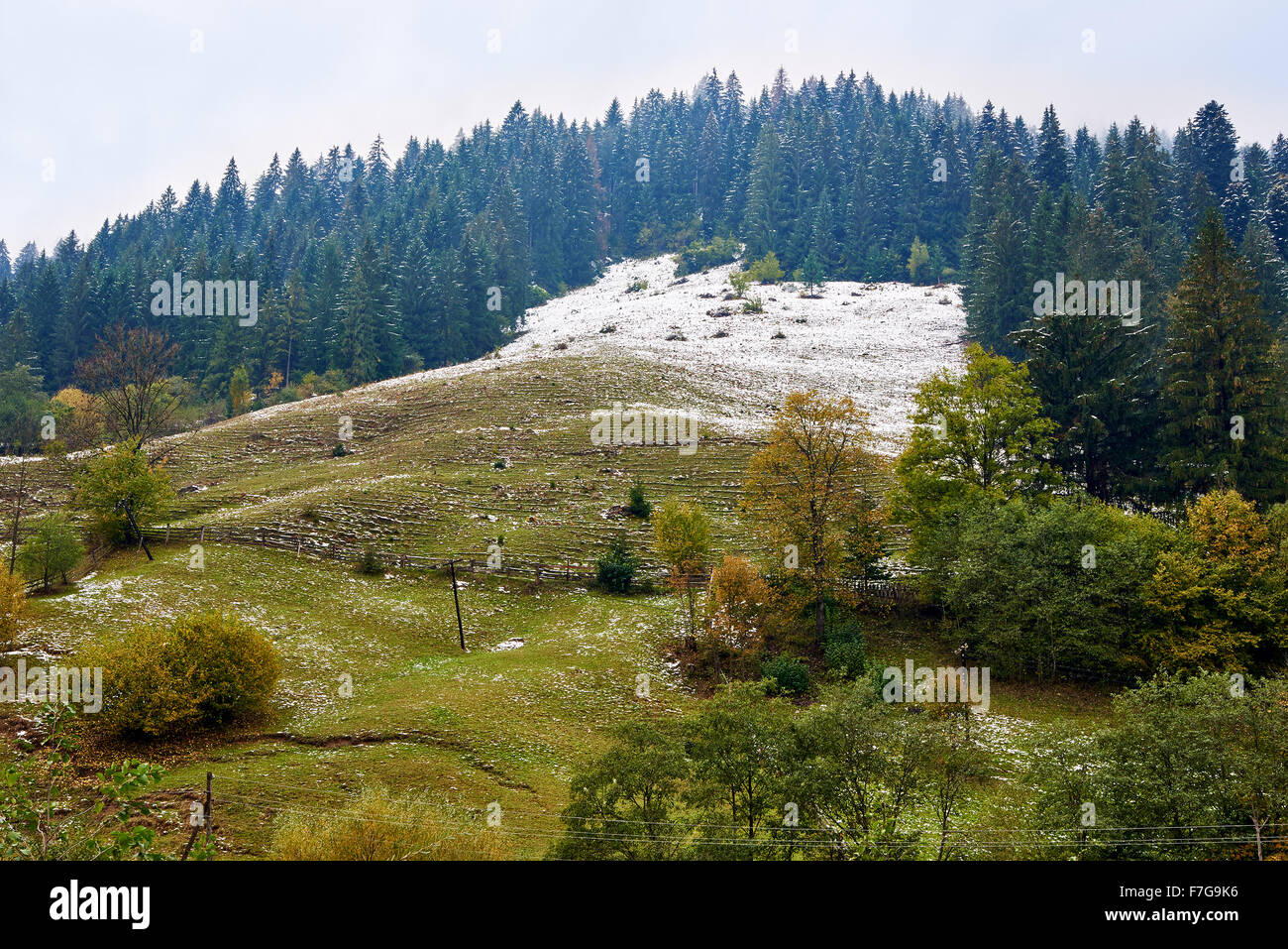 Mountain landscape with clouds snow fog and rain. Alps Stock Photo - Alamy