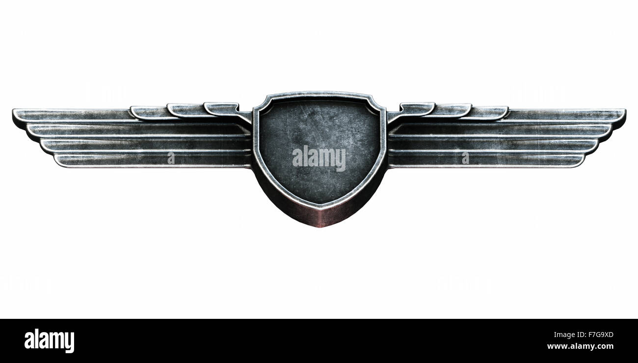 Black metal wings isolated on white background bottom view. 3d render ...