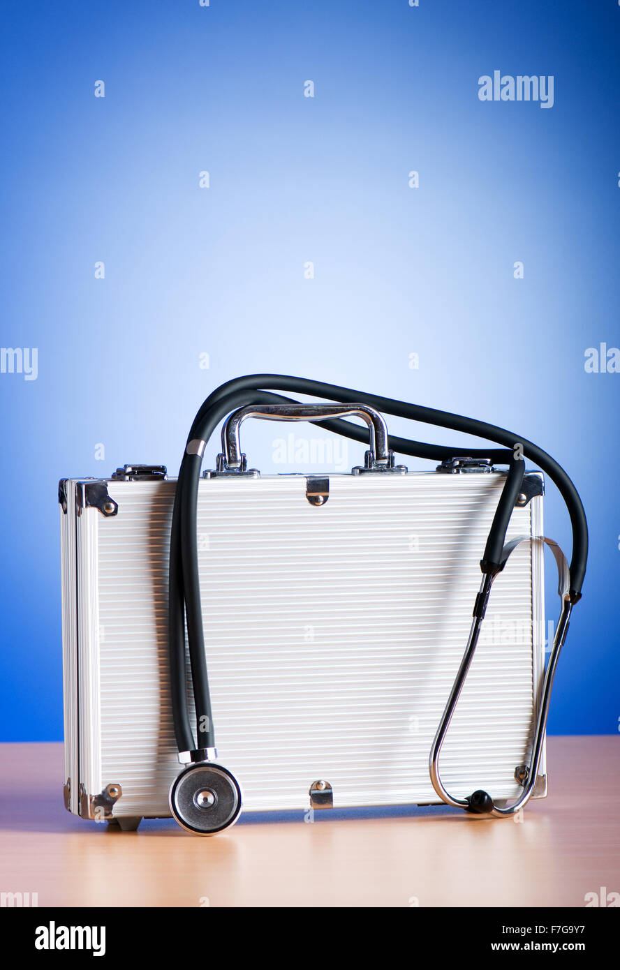 Doctor's case with stethoscope against colorful background Stock Photo ...