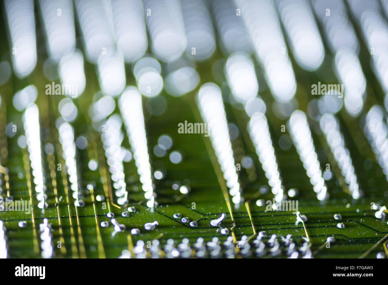Rows Of Soldered Electrical Components On Circuit Board Showing Solder Connections Computing