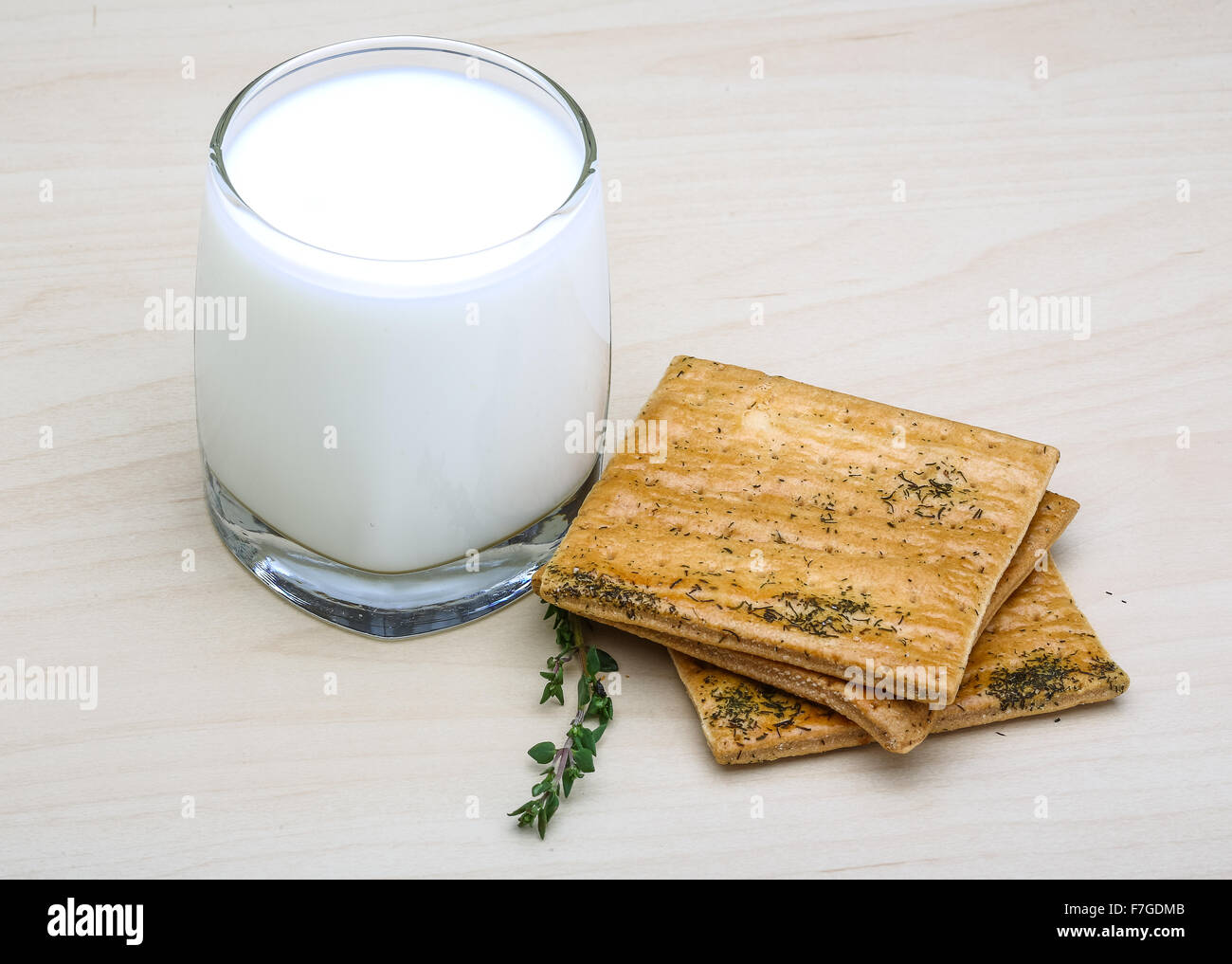 Kefir with pastry - dietary food - on the wood background Stock Photo ...