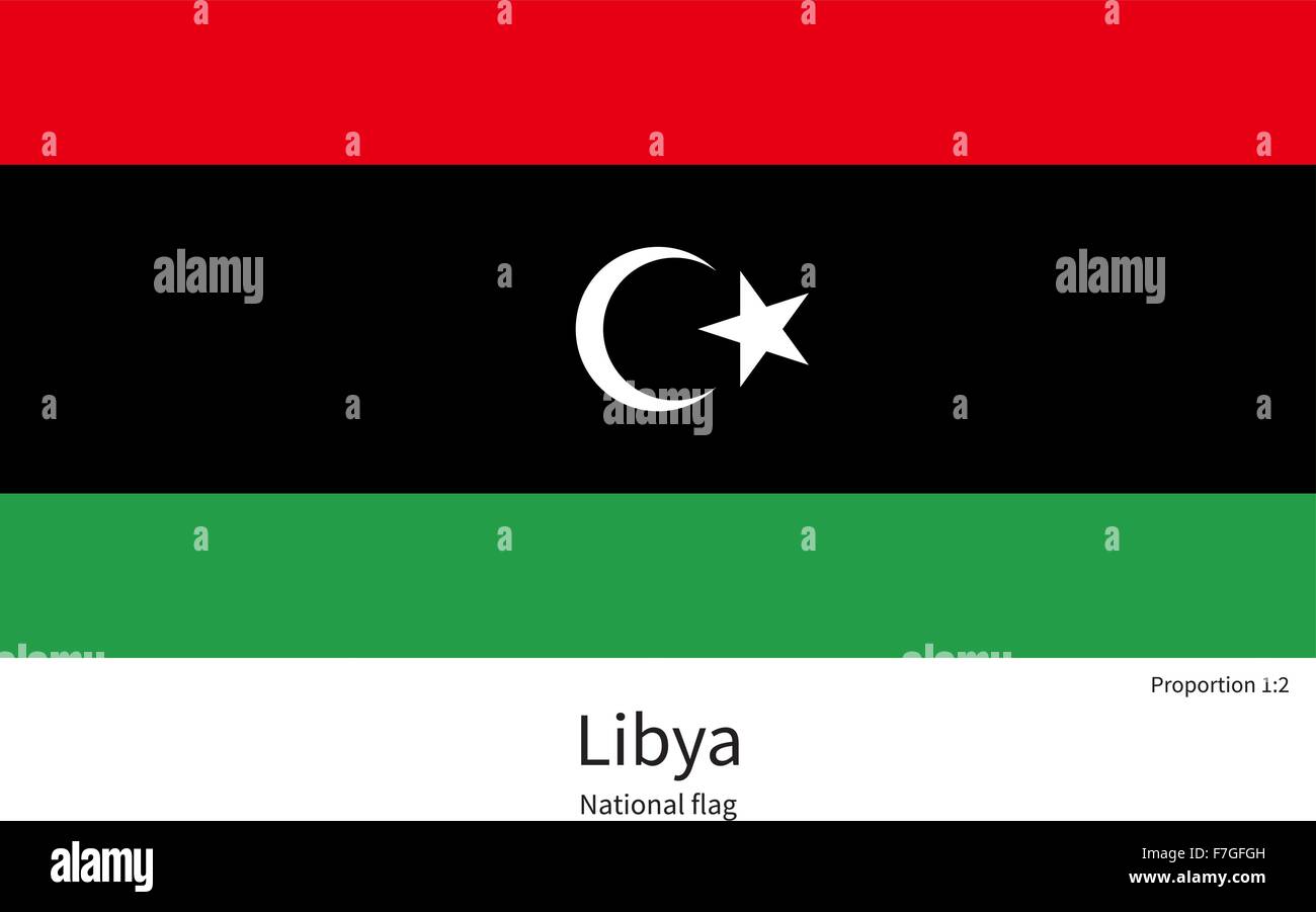 National flag of Libya with correct proportions, element, colors Stock ...