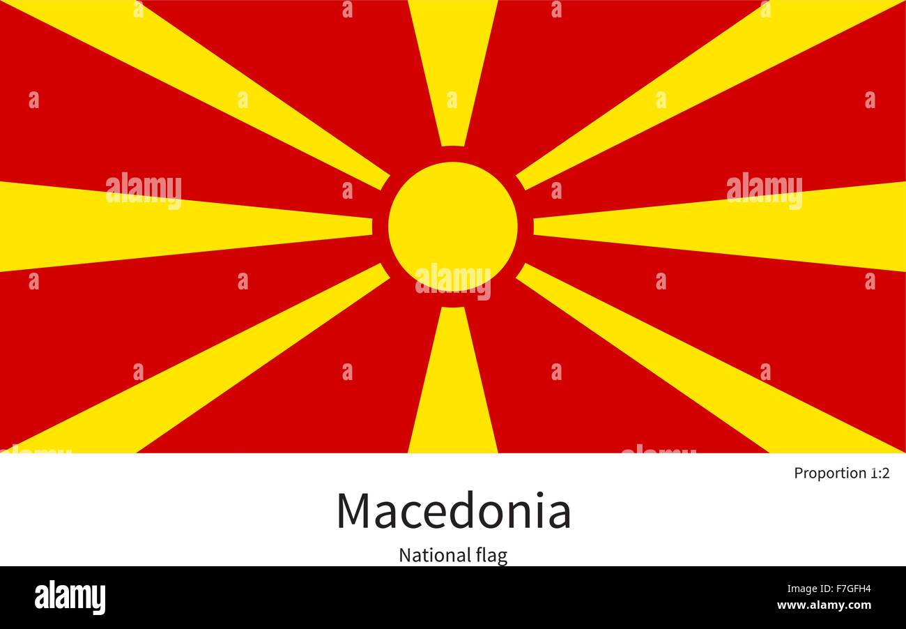 National flag of Macedonia with correct proportions, element, colors ...