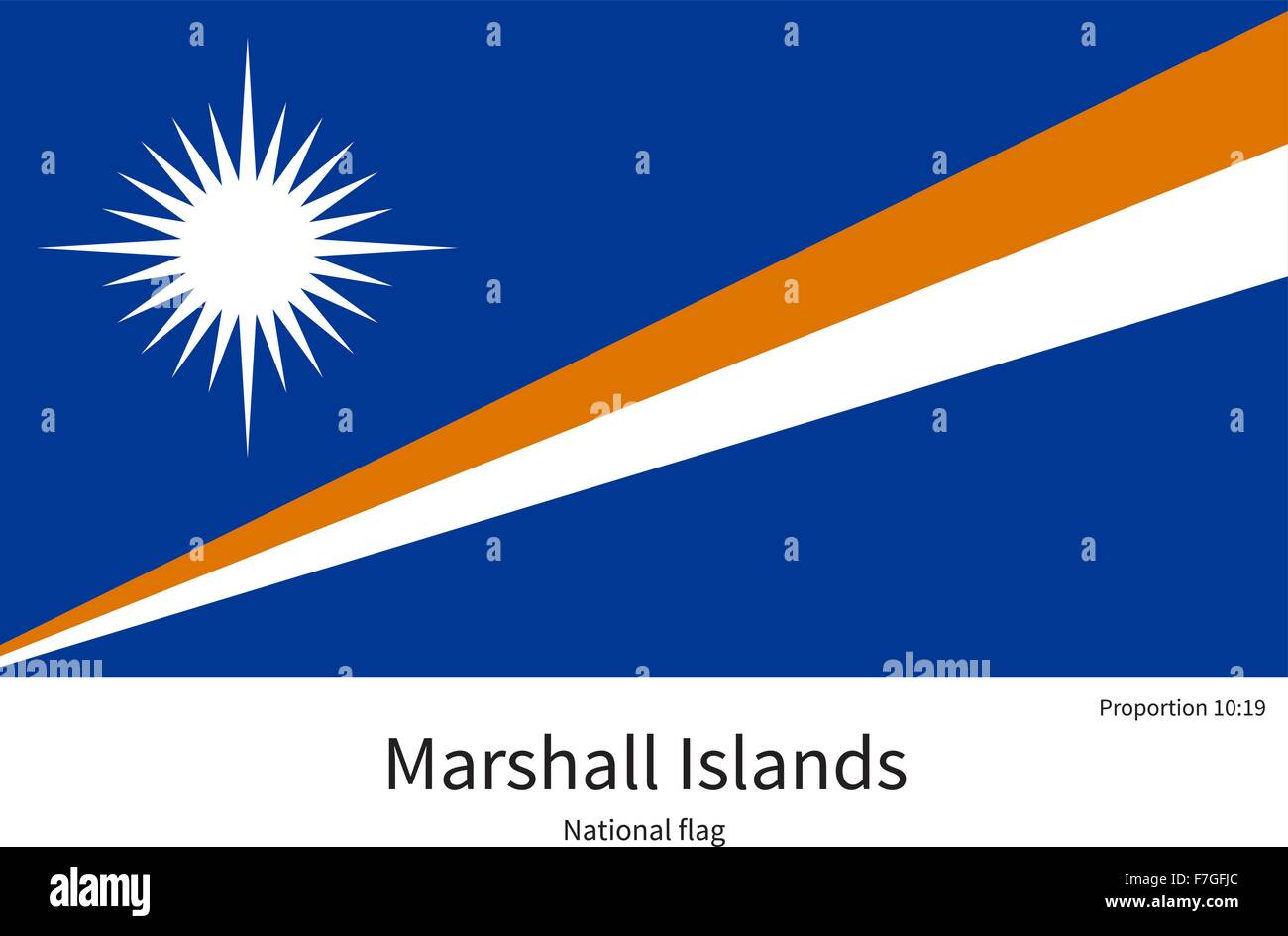 National flag of Marshall Islands with correct proportions, element ...