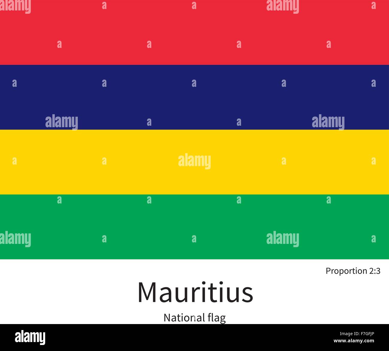 National flag of Mauritius with correct proportions, element, colors ...
