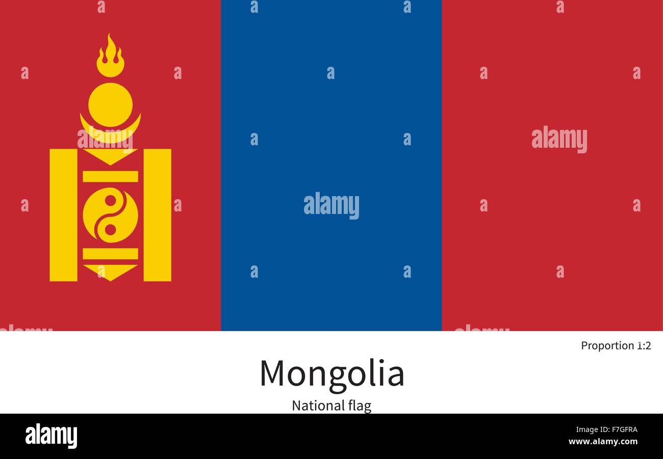 National flag of Mongolia with correct proportions, element, colors ...