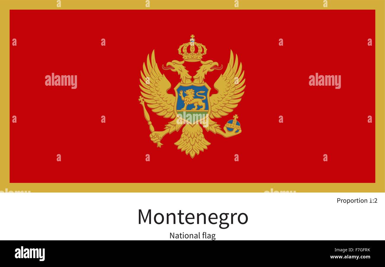 National flag of Montenegro with correct proportions, element, colors ...
