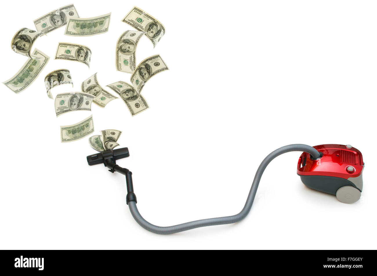 Concept with vacuum cleaner sucking money Stock Photo - Alamy