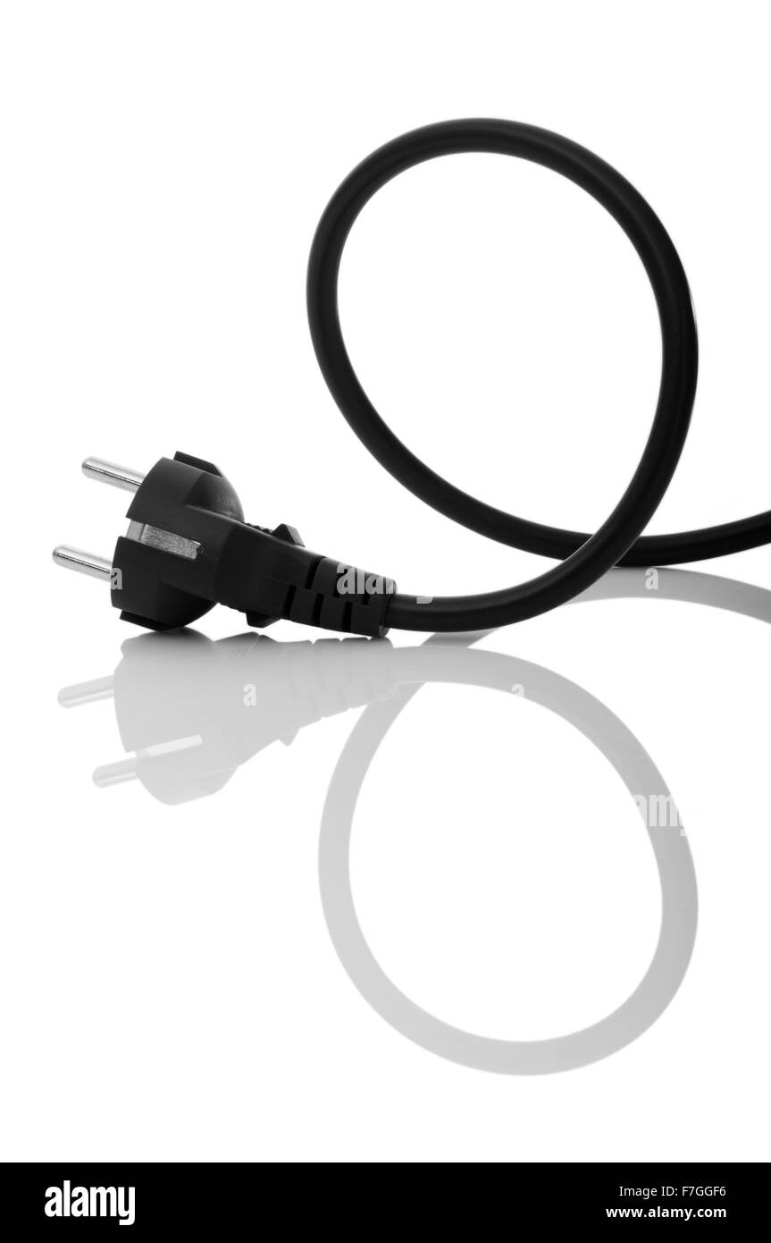 Black electric cable isolated on white Stock Photo - Alamy