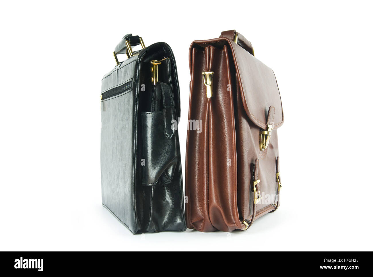 Two leather briefcases isolated on the white Stock Photo - Alamy