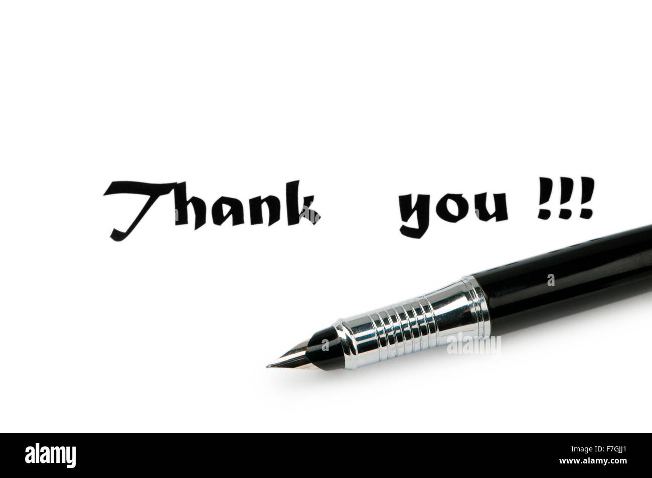 Thank you message and pen on white Stock Photo - Alamy