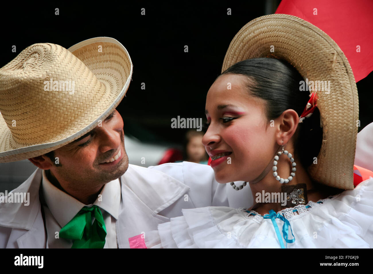 Natives latin people participant in a dance parade hi-res stock ...