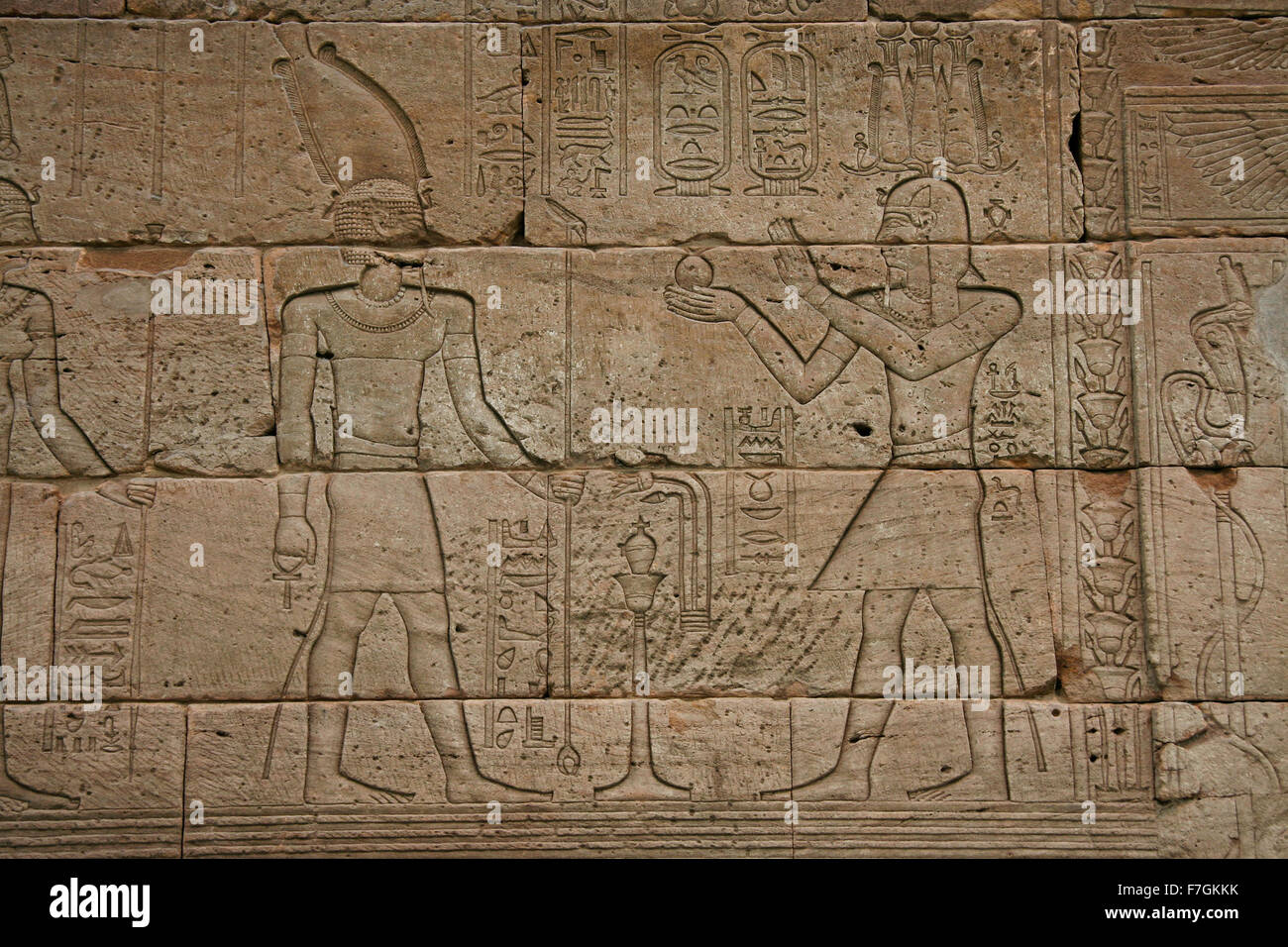 Egyptian ancient stone relief of a temple Stock Photo - Alamy