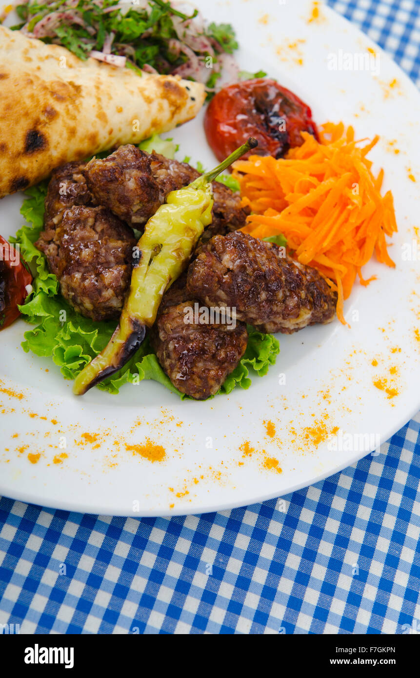 Meat cuisine - kebab served in plate Stock Photo - Alamy
