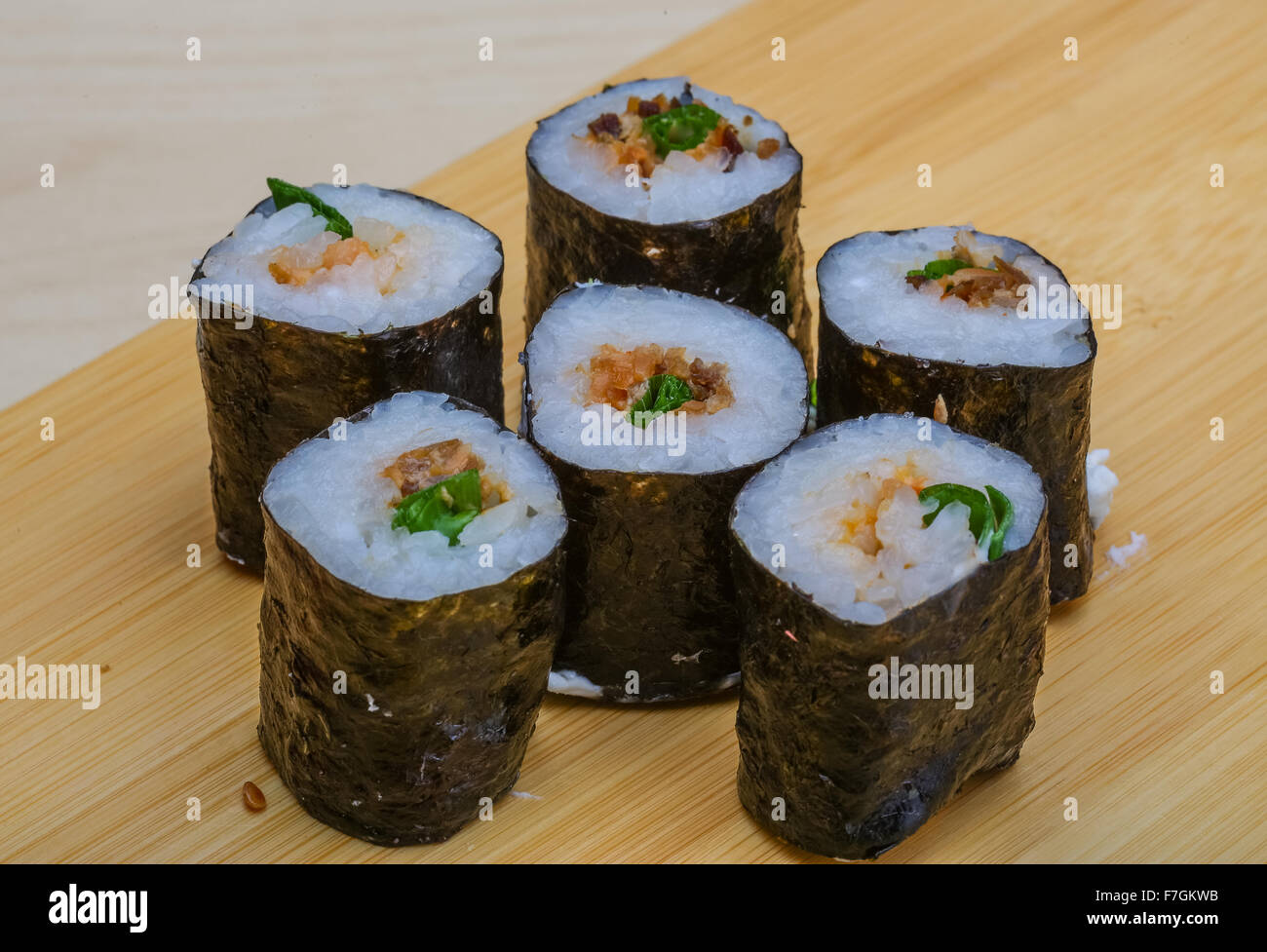 Japan traditional maki roll with green onion Stock Photo - Alamy