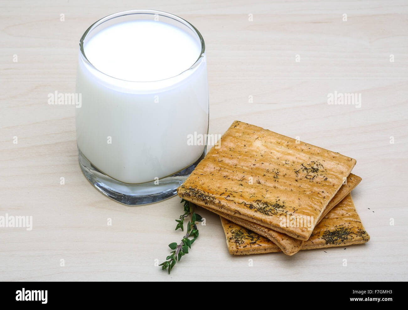 Kefir with pastry - dietary food - on the wood background Stock Photo ...