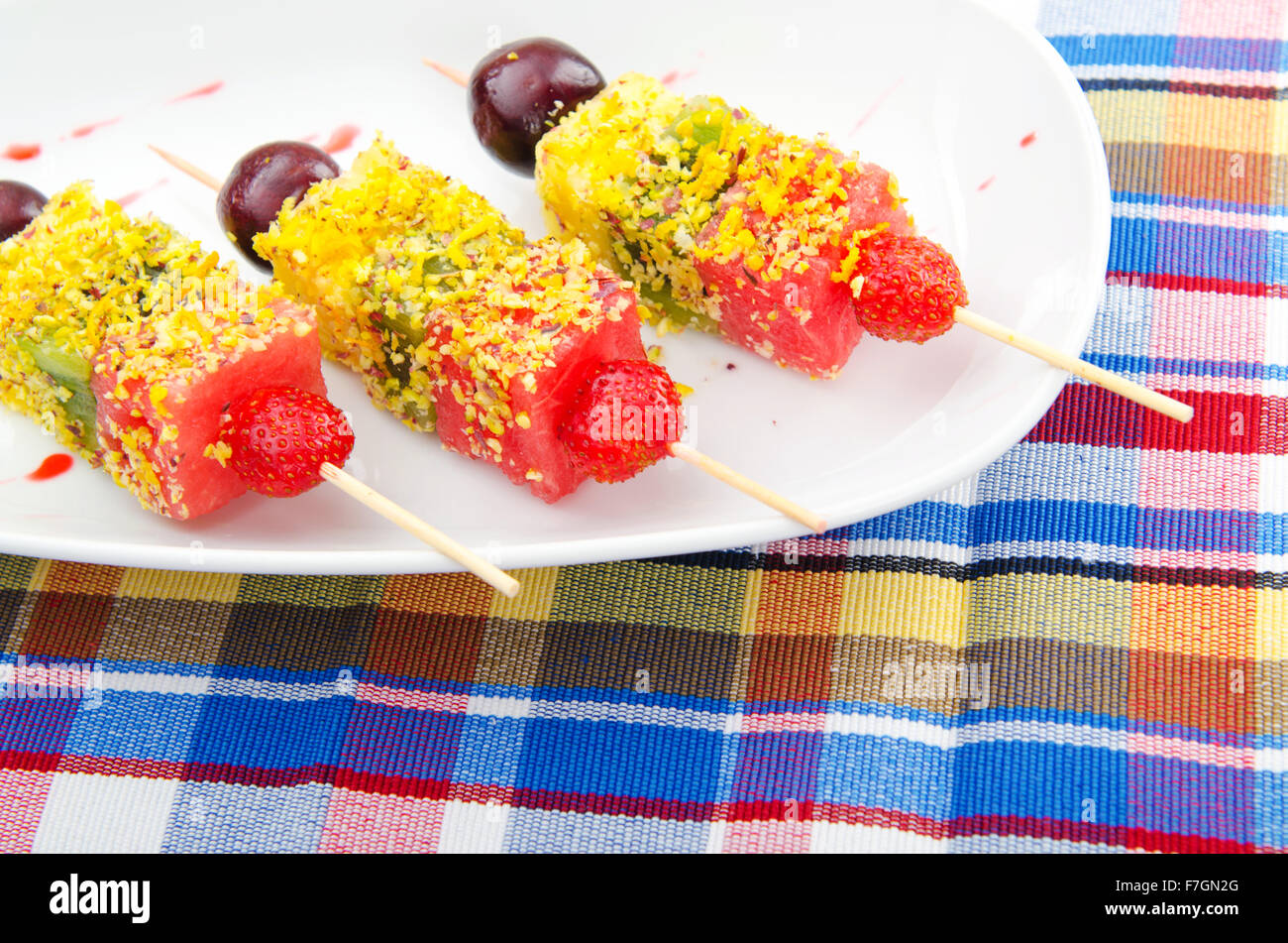 Fruit dessert in the plate Stock Photo - Alamy