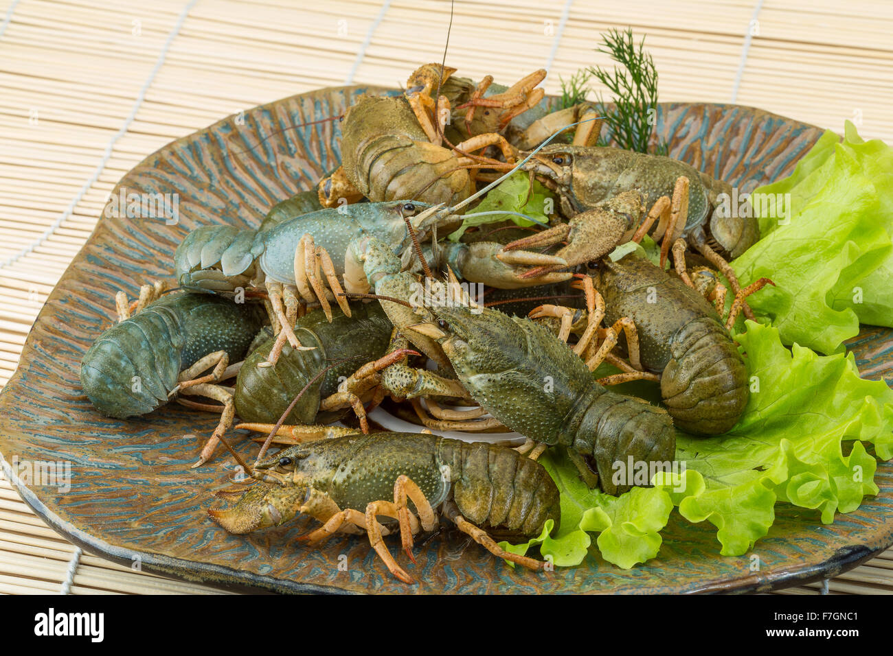 Raw Crayfish in the bowl with dill Stock Photo - Alamy