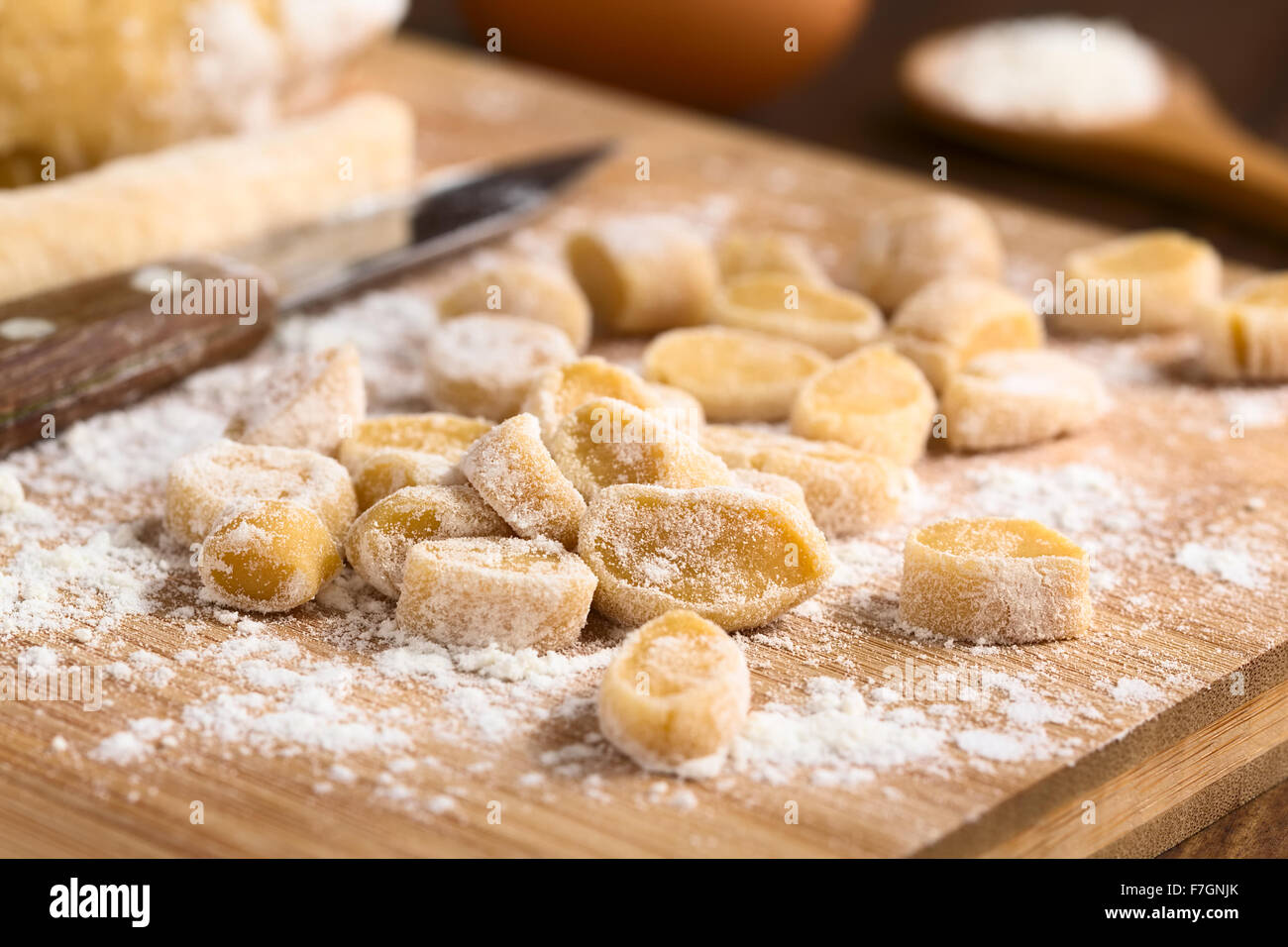 Raw homemade Hungarian Csipetke soup pasta or noodle, made of flour ...