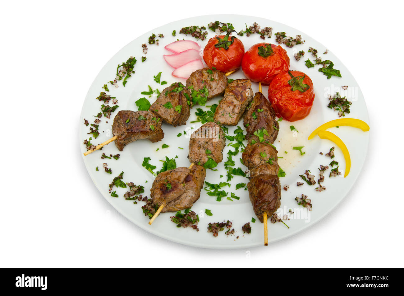Chicken kebab vegetables in Cut Out Stock Images & Pictures - Alamy