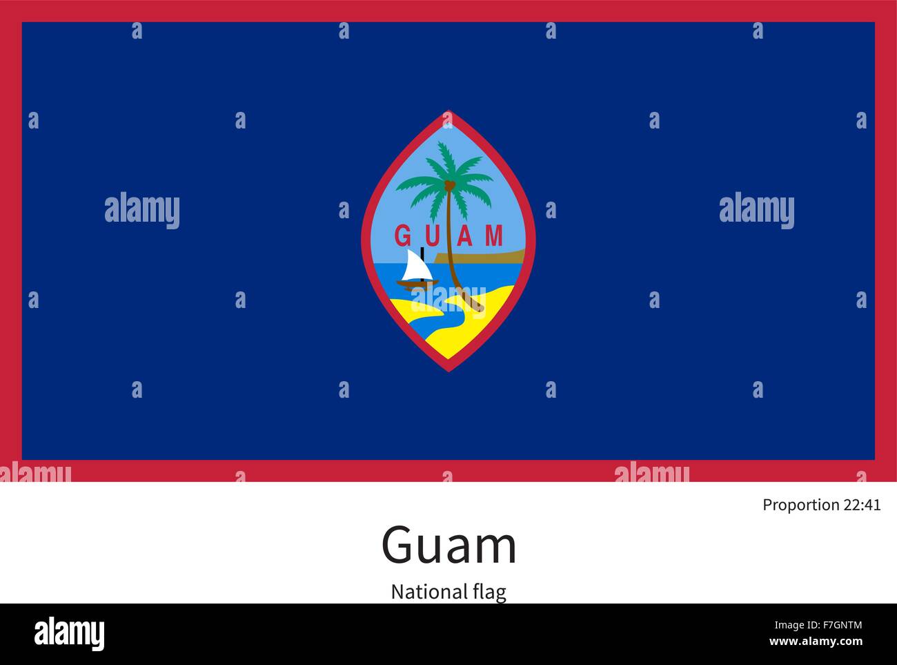 National flag of Guam with correct proportions, element, colors Stock ...