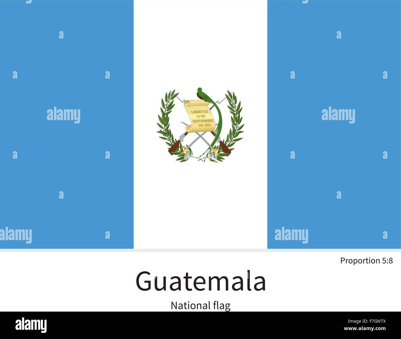 National flag of Guatemala with correct proportions, element, colors ...
