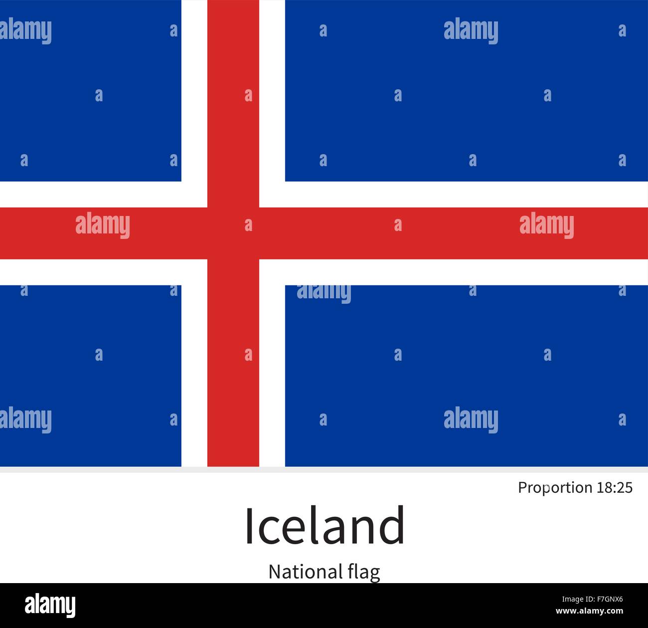 National flag of Iceland with correct proportions, element, colors ...