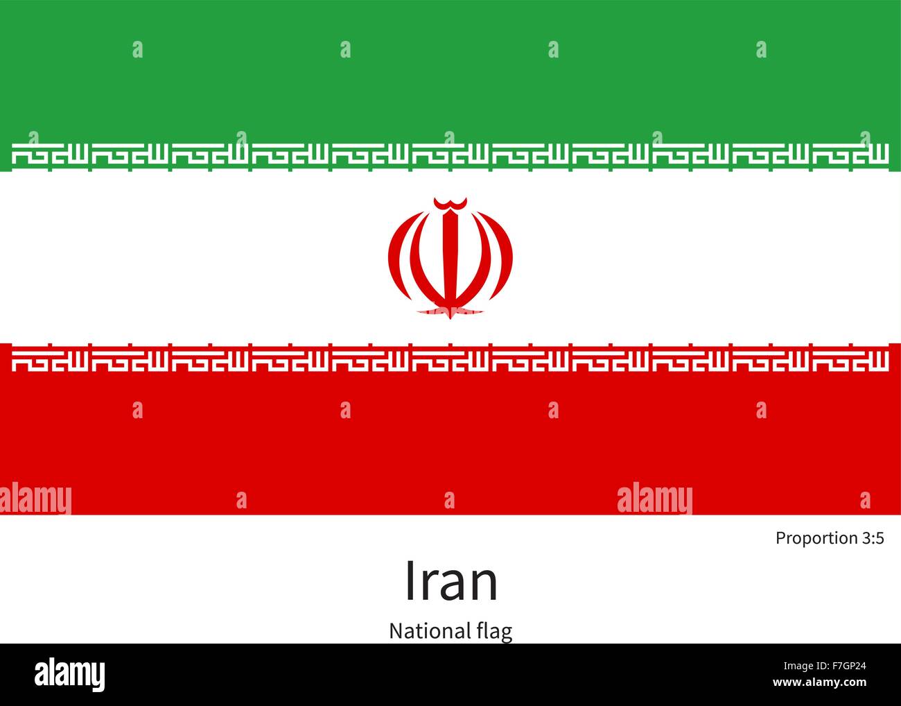 National flag of Iran with correct proportions, element, colors Stock ...