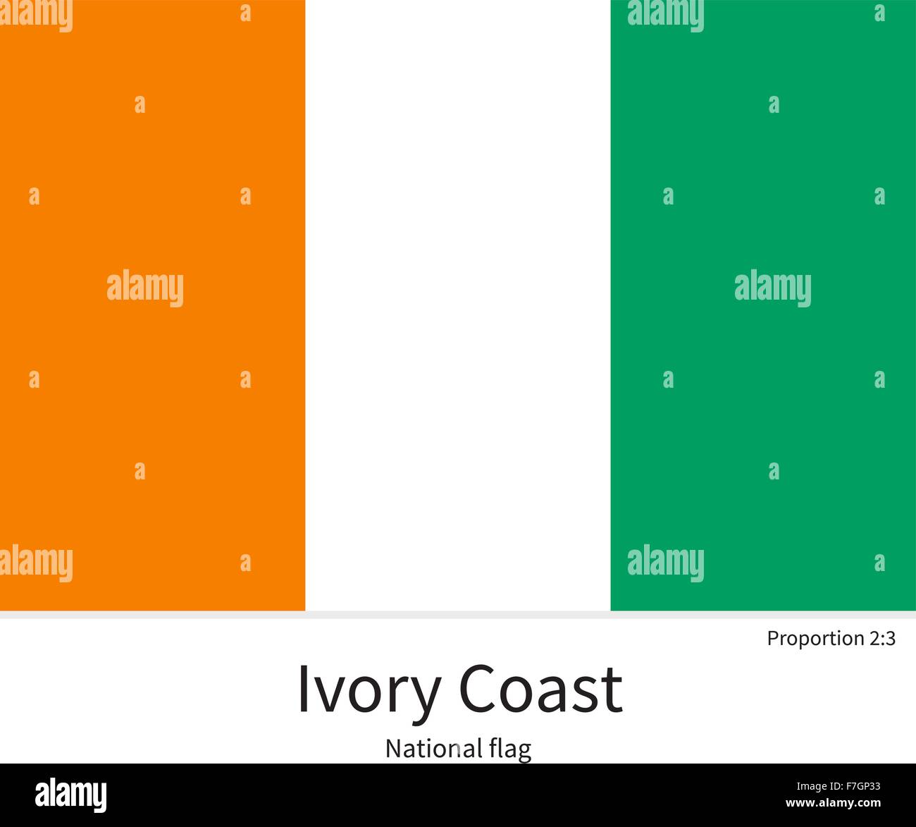 National flag of Ivory Coast with correct proportions, element, colors ...