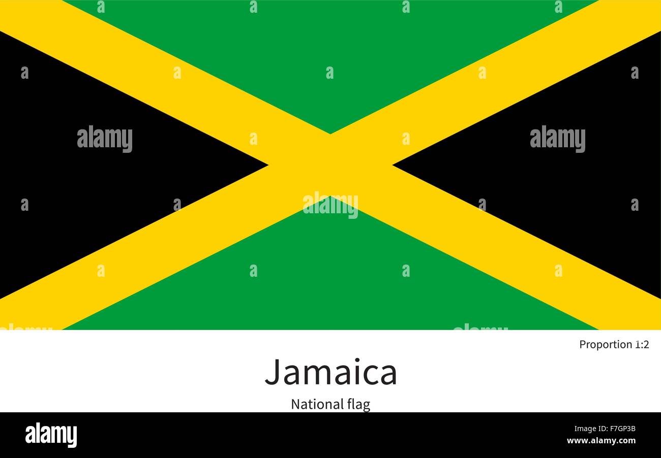 National flag of Jamaica with correct proportions, element, colors ...