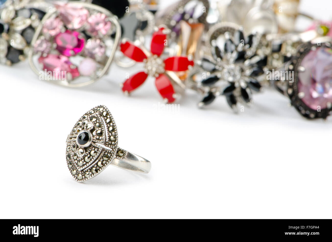 Selection of many precious rings Stock Photo - Alamy