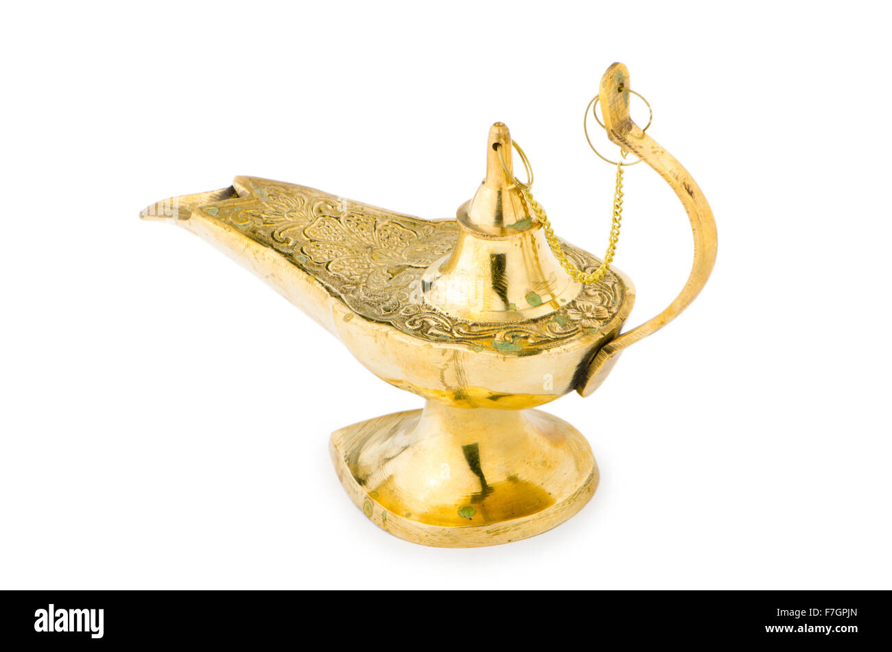 Ancient lamp isolated on the white Stock Photo - Alamy