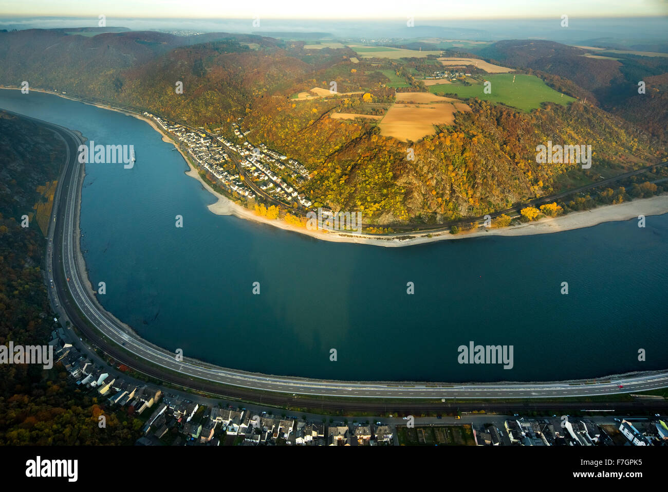 View of Boppard on the Rhine in Kestert, Rhine Valley, Rhine bend ...
