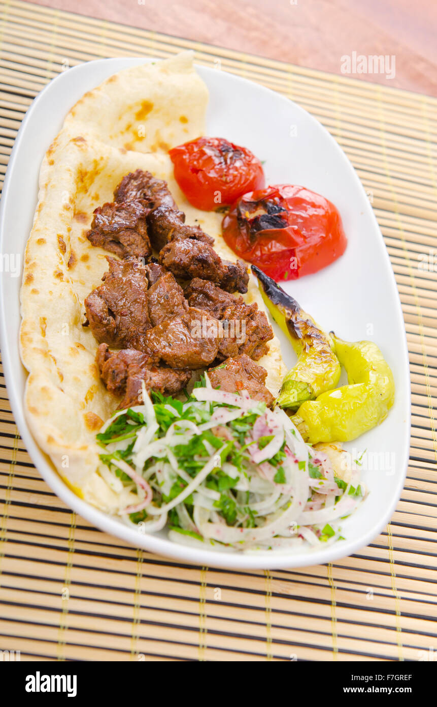 Kebab served in the plate Stock Photo - Alamy