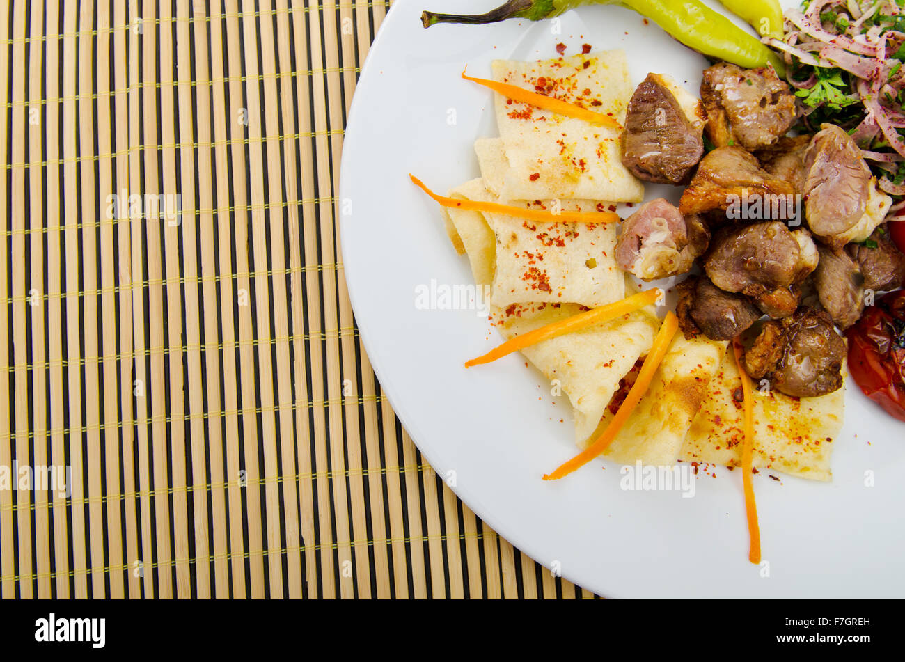 Meat cuisine - kebab served in plate Stock Photo - Alamy