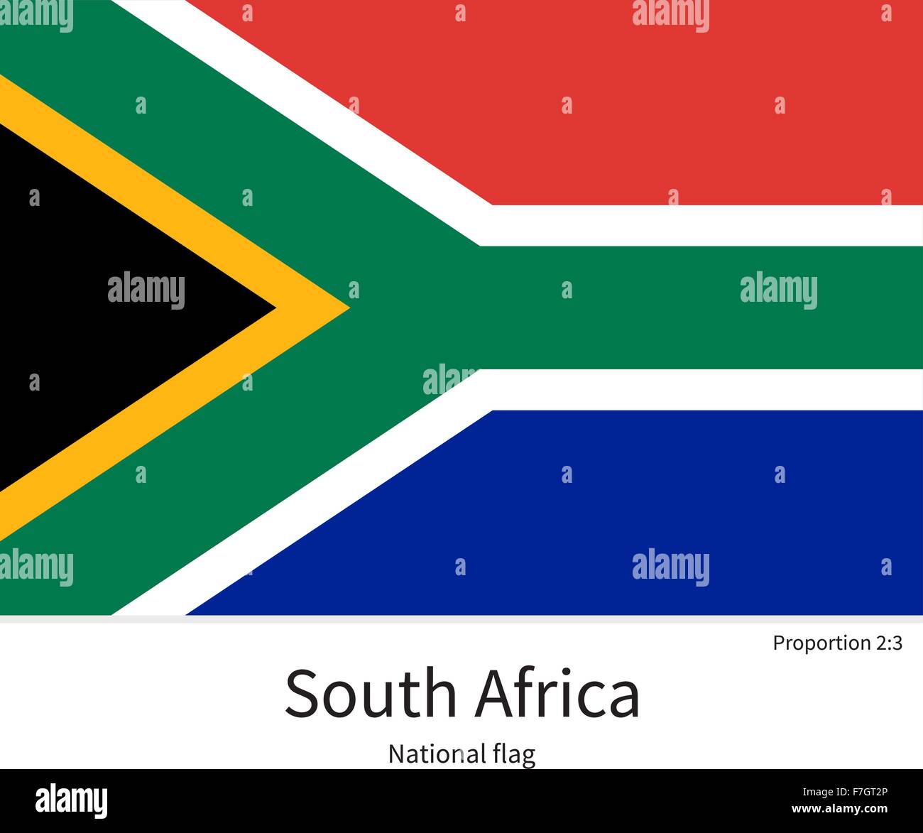 National flag of South Africa with correct proportions, element, colors ...