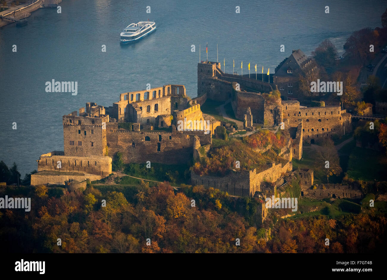 Burg Rheinfels St. Goar, with excursion boat, Rhein, Rhine Valley ...