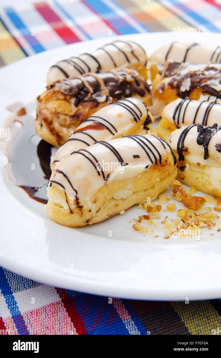 Desserts served in the plate Stock Photo - Alamy