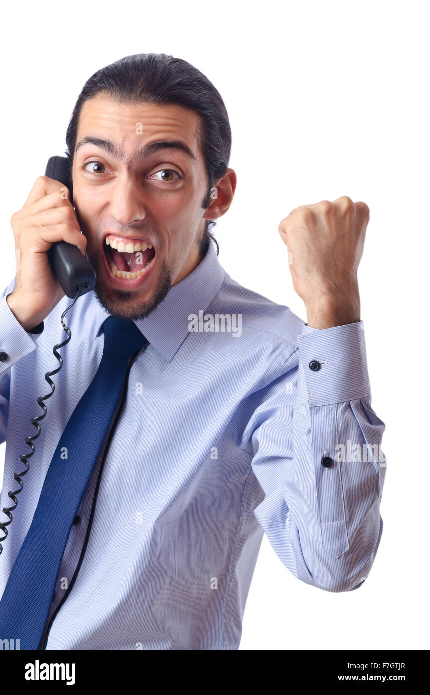 Angry businessman on the phone Stock Photo - Alamy